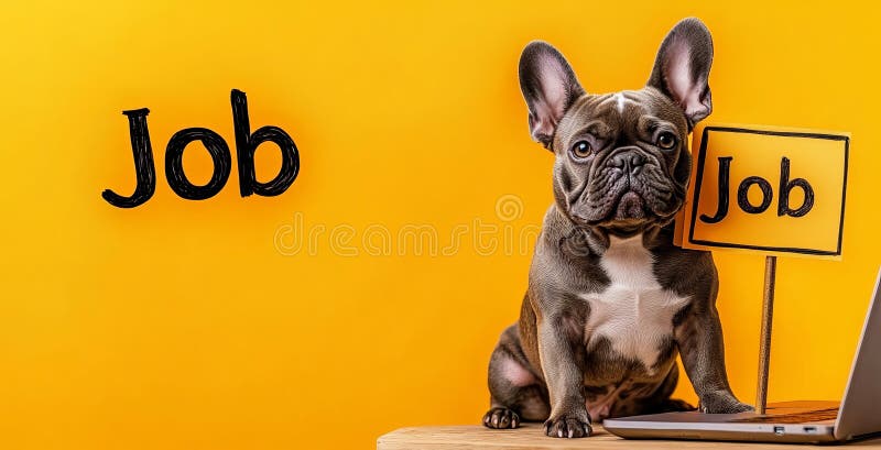 Computer Front Pug Dog Sitting Desk Working Stock Photos - Free ...