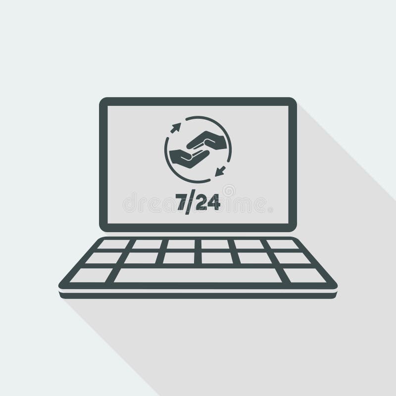 7/24 Computer Full Assistance - Vector Flat Icon Stock Vector ...