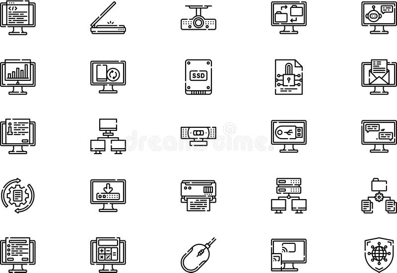 Computer Functions Icons Collection Is A Vector Illustration With