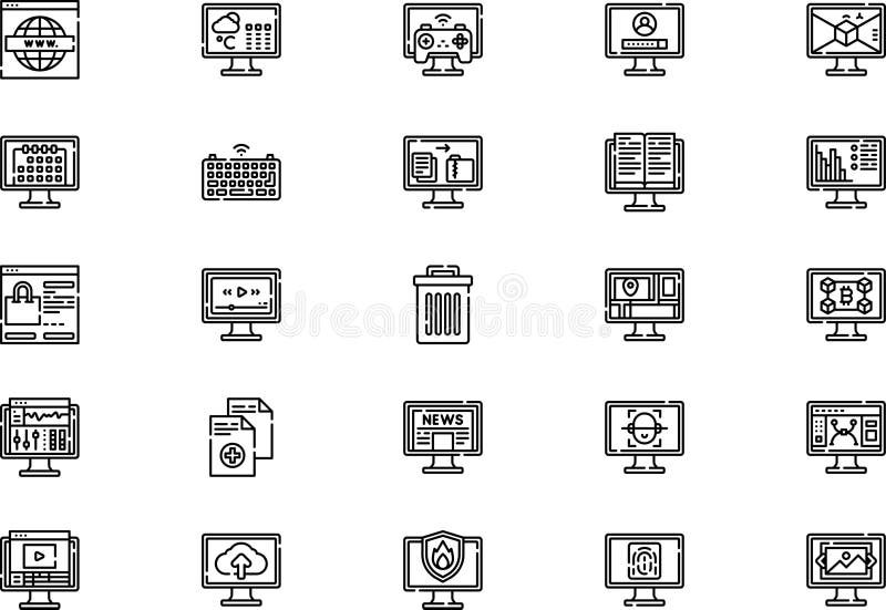 Computer Functions Icons Collection Is A Vector Illustration With