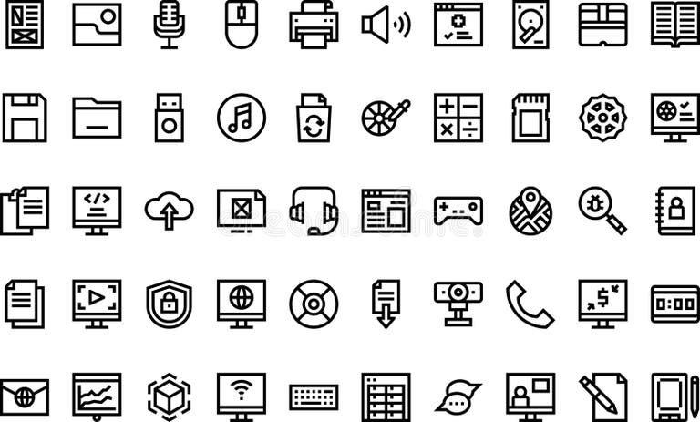 Computer Functions Icons High-Quality Vector Icons Collection with ...