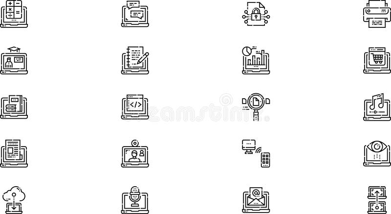Computer Functions Icons High-Quality Vector Icons Collection with ...