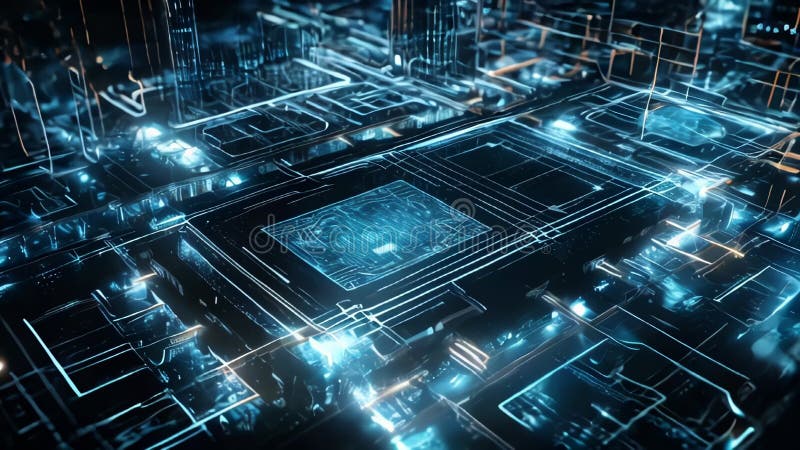 Computer Futuristic Boards with Microchips Energy Chips and Transistors ...