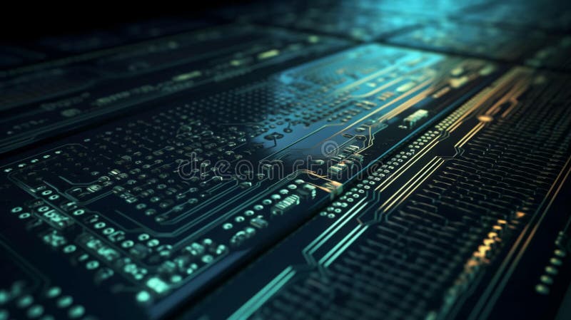 Computer Futuristic Boards with Microchips and Transistors on High Tech ...