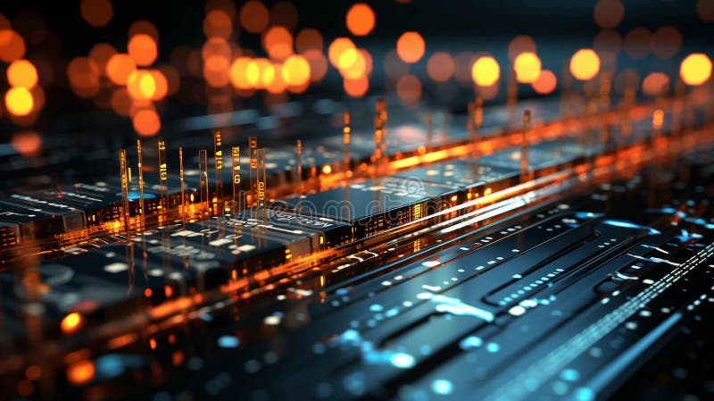 Computer Futuristic High Tech Circuit Board with Microcircuits and ...