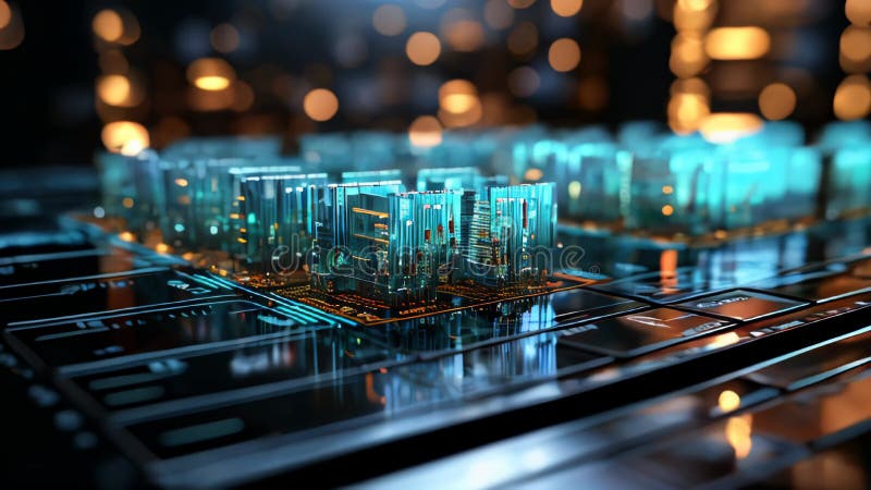 Computer Futuristic High Tech Circuit Board with Microcircuits and ...