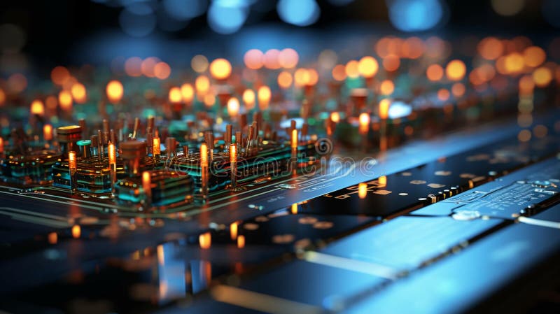 Computer High Tech Circuit Board with Microcircuits and Electronic ...