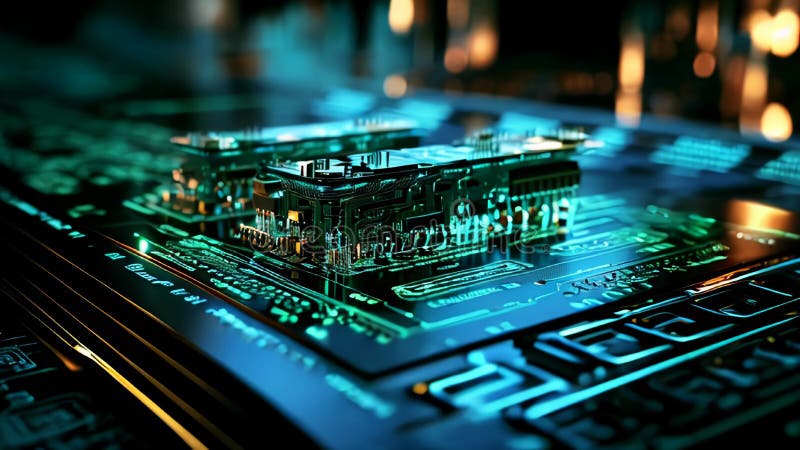Computer Futuristic High Tech Circuit Board with Microcircuits and ...