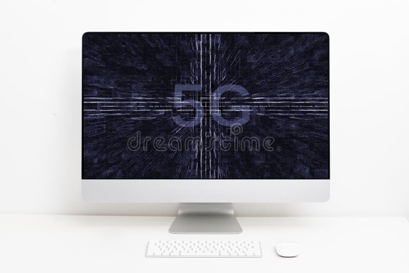 A computer with 5G stock photo. Image of imac, good - 154278364