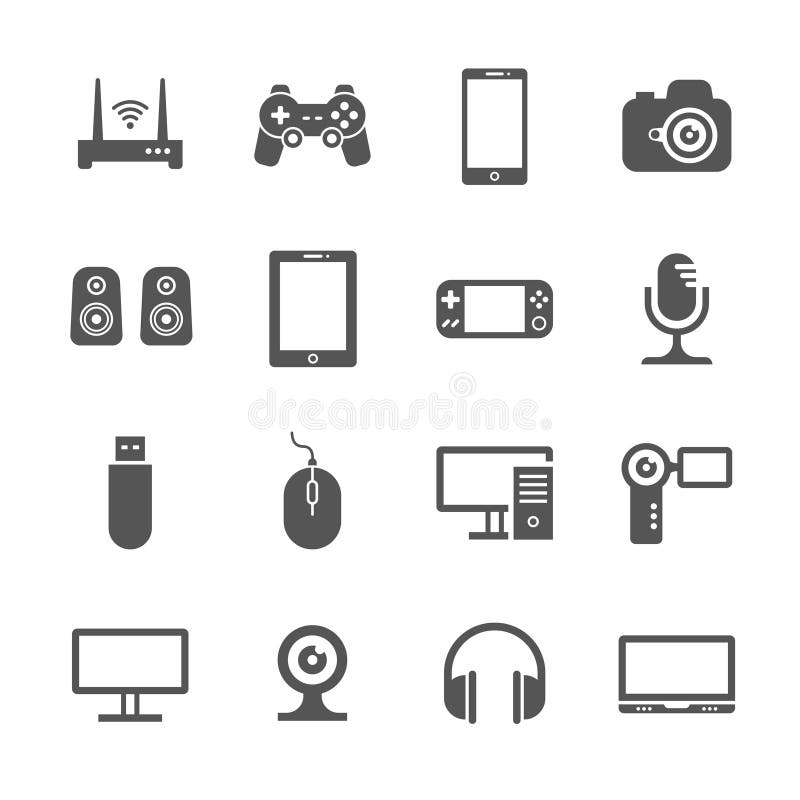Computer Gadgets and Handheld Digital Device Vector Icons Stock Vector ...