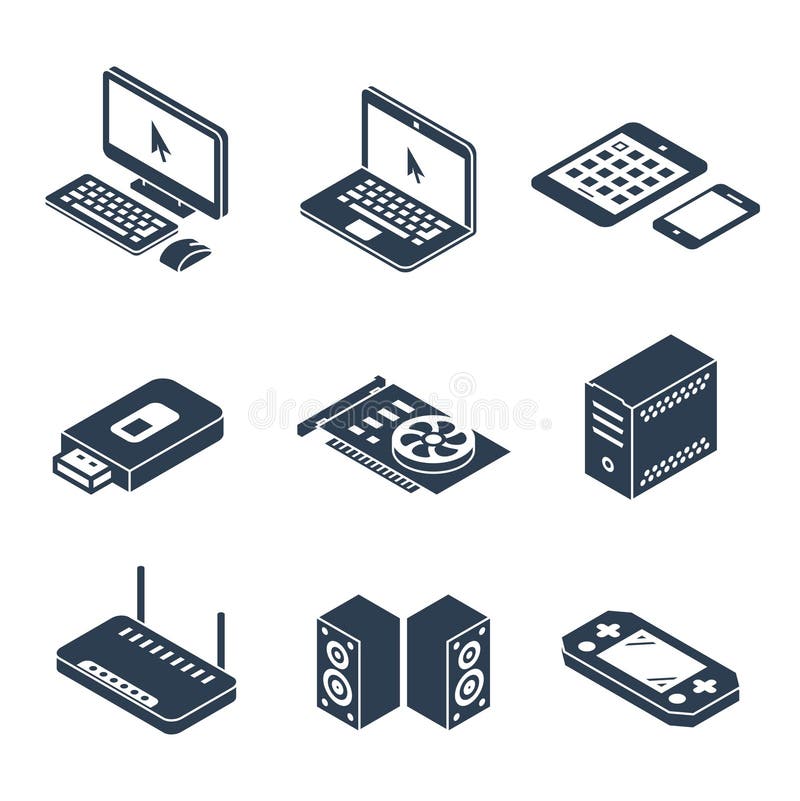 Computer Interface Ports Icons Stock Vector - Illustration of modem ...