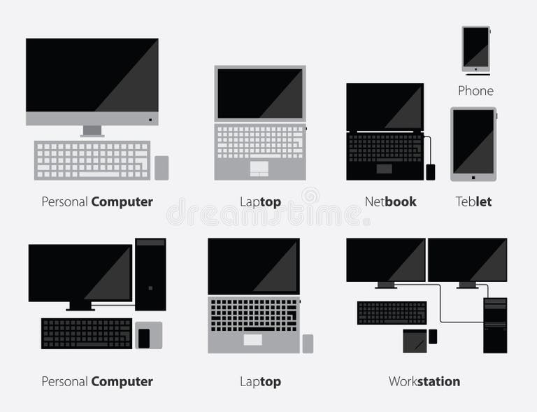 Computer and Gadgets Icon Set in Flat Design Stock Vector ...