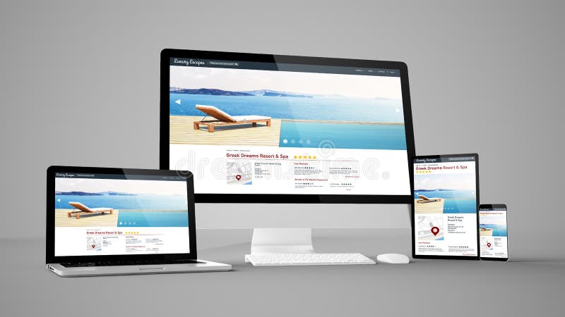 Computer Gadgets with Luxury Resort on Screen Stock Image - Image of ...