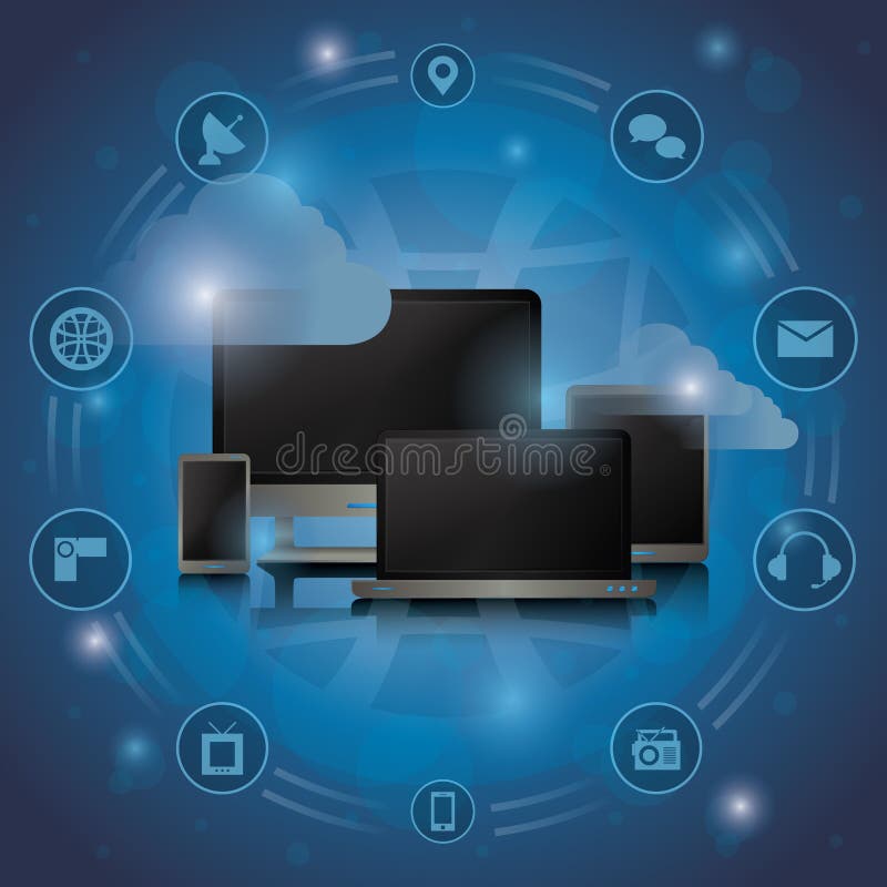 Computer Gadgets. Vector Illustration Decorative Design Stock Vector ...
