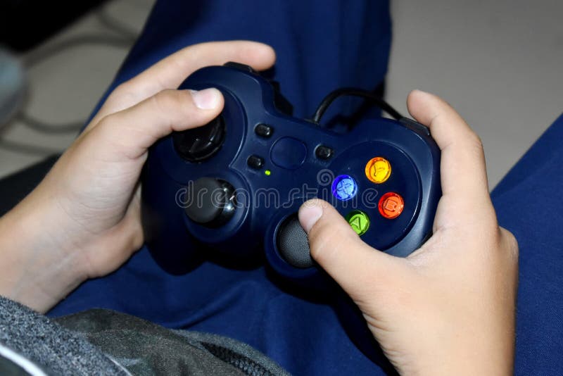 Computer Game Addiction. Children Play Gadgets Stock Photo - Image of ...