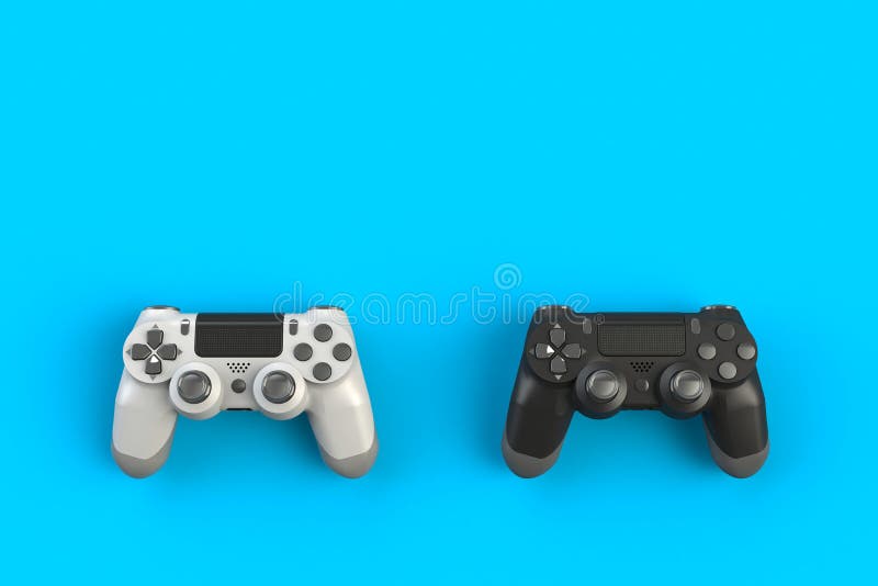 3d Rendering Blue Game Controller Isolated White Background Stock ...