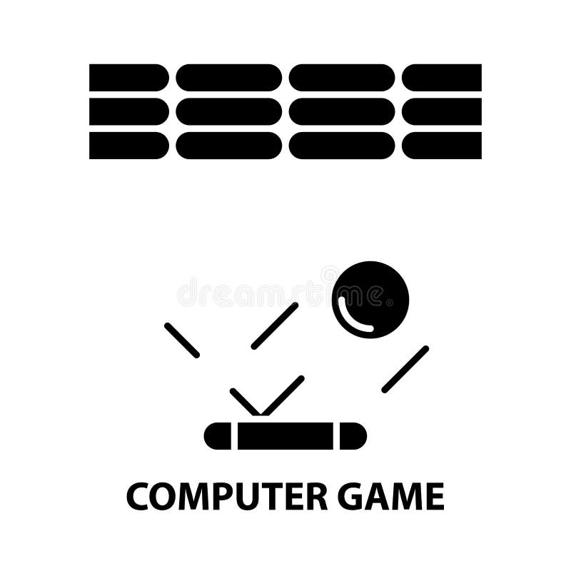 Computer Game Icon, Black Vector Sign with Editable Strokes, Concept ...