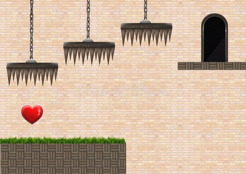 Computer Game Level with Heart and Traps Stock Illustration ...