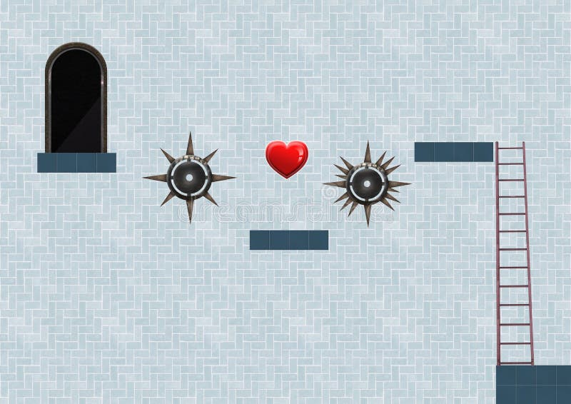 Computer Game Level with Heart and Traps Stock Illustration ...
