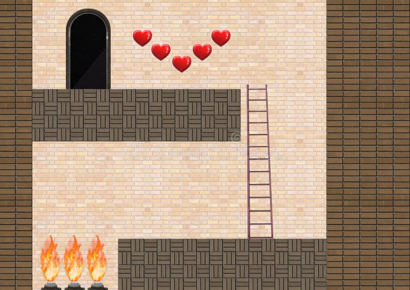 Computer Game Level with Hearts and Ladder Stock Illustration ...