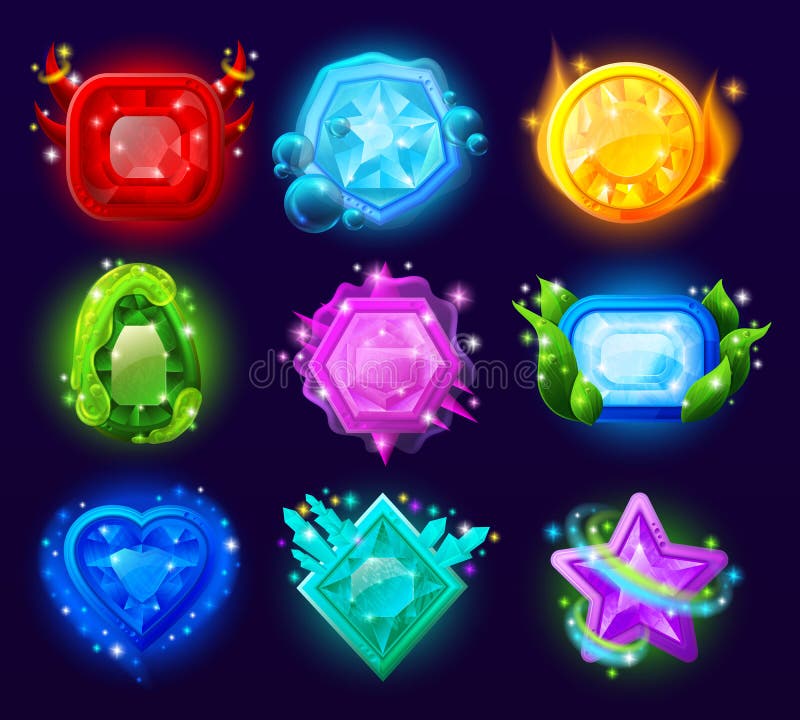 Computer Game Magic Gems Set Stock Vector - Illustration of drop ...
