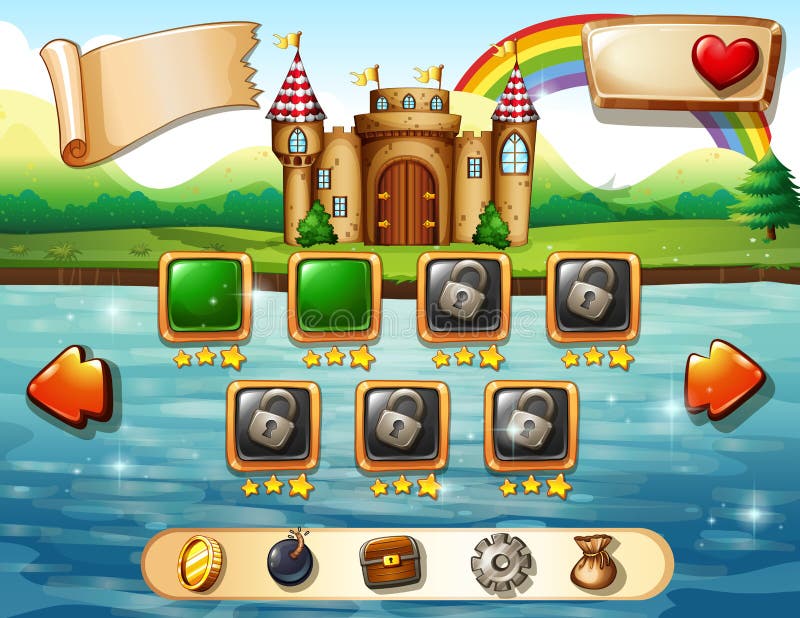 Computer Game Template with Fairytales Characters Stock Vector ...