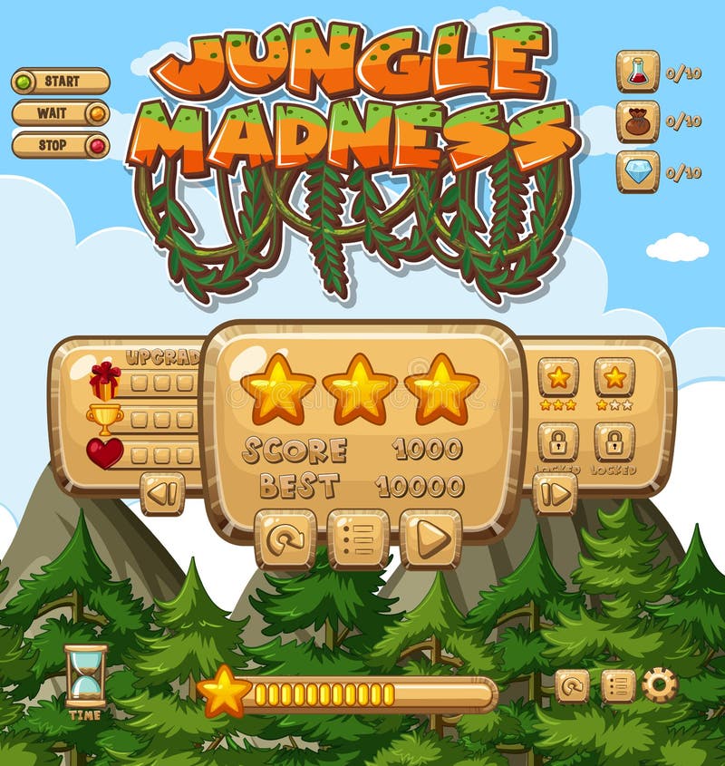 Computer Game Template with Many Trees in Background Stock Vector ...