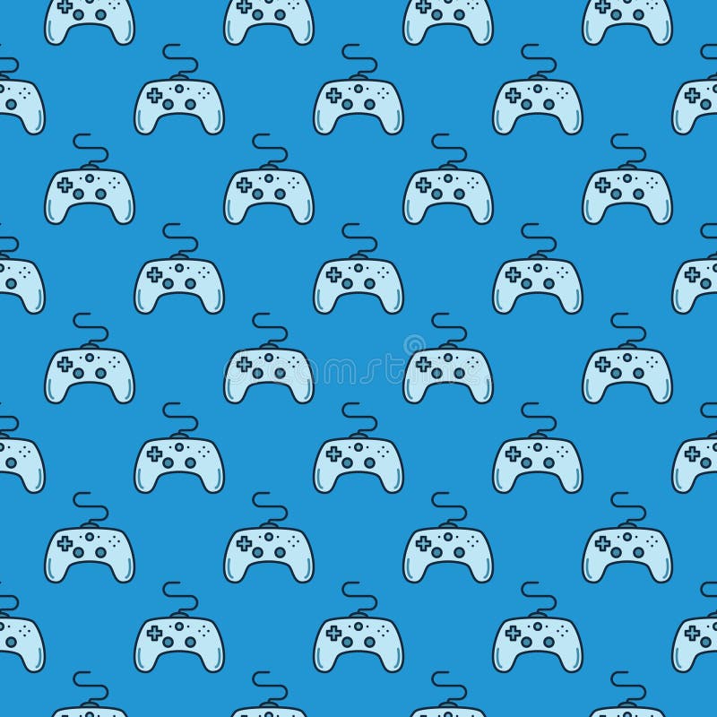 Computer Gamepad Vector Gamer Controlling Device Blue Modern Seamless ...