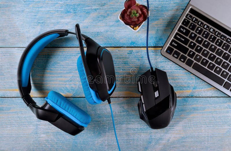 Computer Gamer Devices, Modern Mouse, Headphones and Keyboard with ...