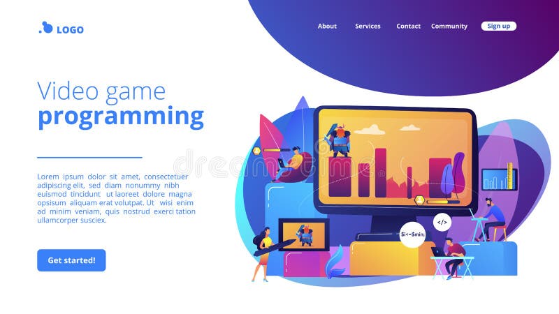 Computer Games Development Concept Landing Page Stock Vector ...