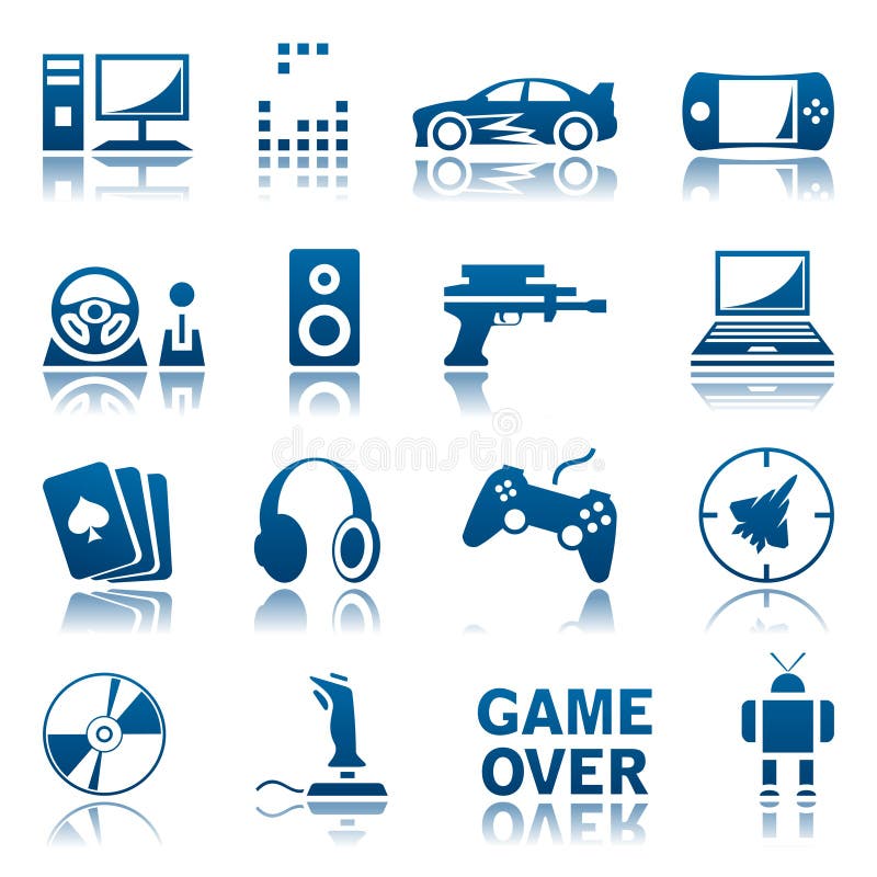 Computer games icon set stock vector. Illustration of joystick - 30880084
