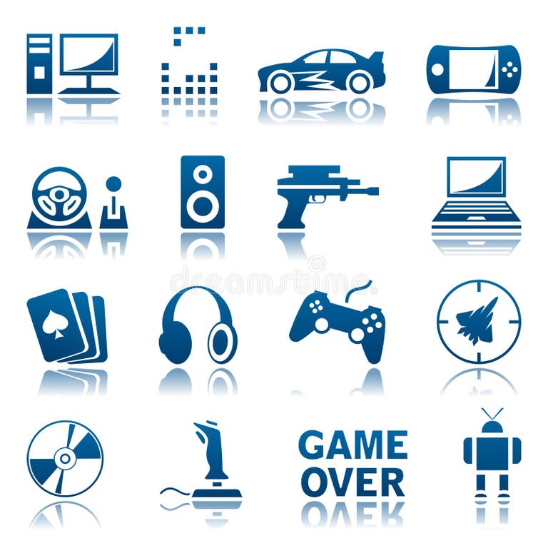 Computer games icon set stock vector. Illustration of joystick - 30880084