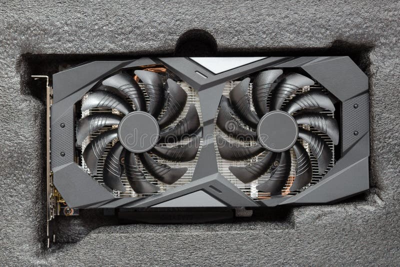Computer Gaming Graphics Card in Packing Foam Close-up Stock Image ...