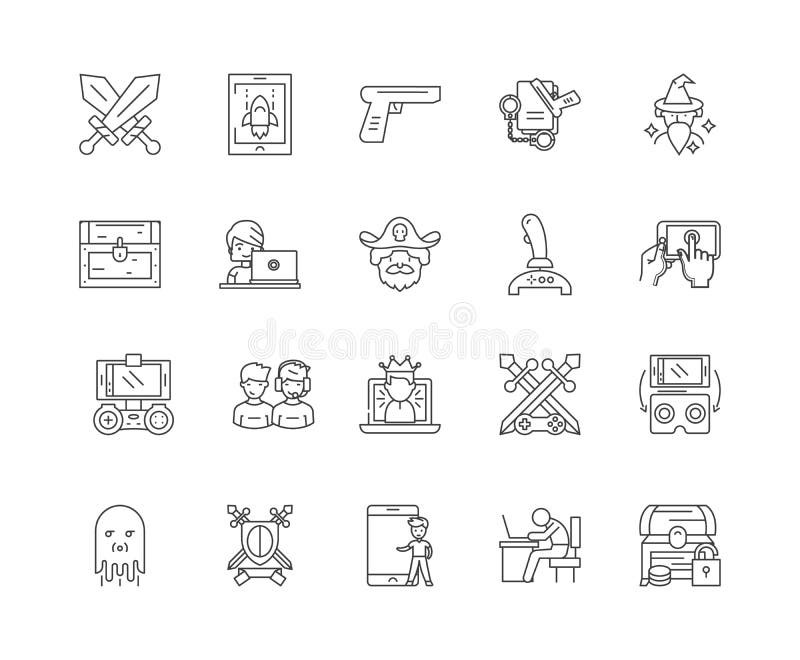 Gaming Line Icon Set, Video Games Symbols Collection, Vector Sketches ...