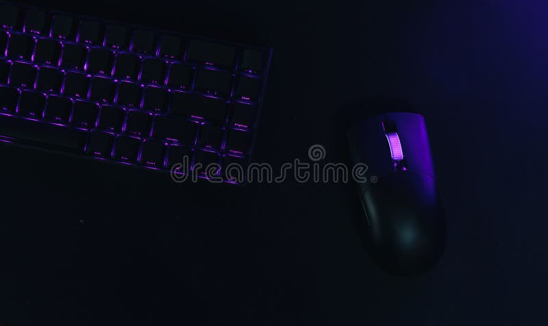 Computer Gaming Mouse and Keyboard with Purple Backlight Stock Image ...