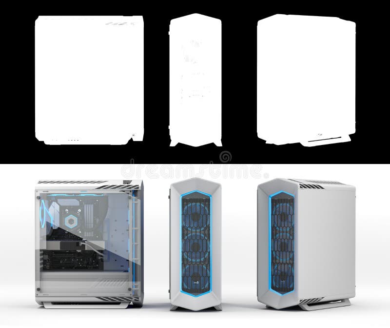 Computer Gaming PC with Neon Light Futuristic Modern Workplace 3d ...