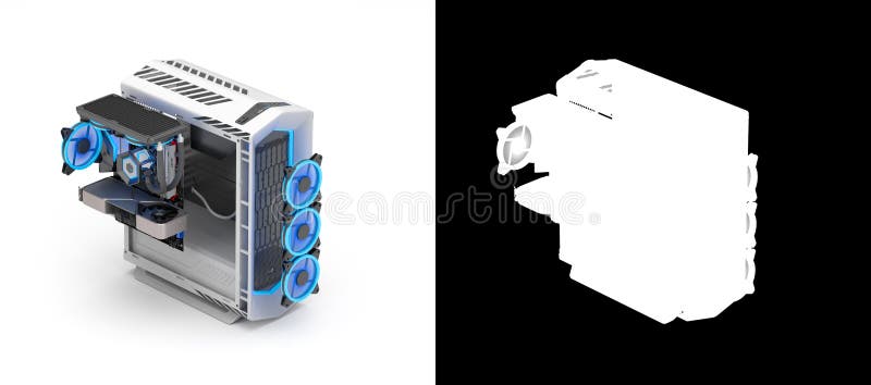 Computer Gaming PC with Neon Light Repair Parts Concept 3d Render Image ...