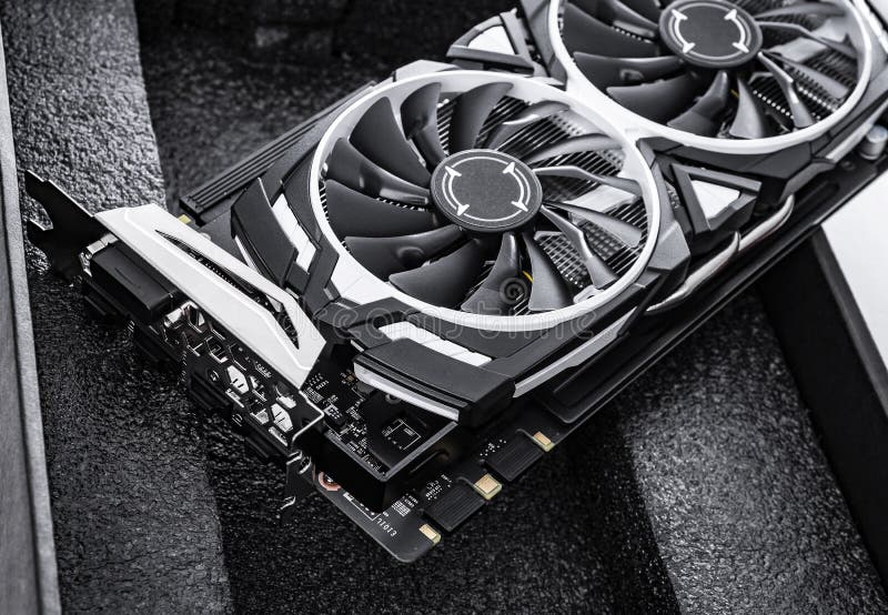 Computer Gaming Powerful Graphic Card on White. Stock Image - Image of ...