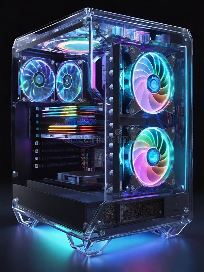 Computer Gaming System in Neon Color Stock Illustration - Illustration ...