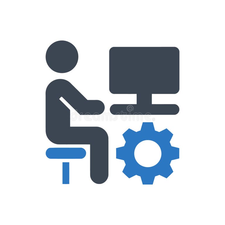 Computer Gear Operation Icon Stock Vector - Illustration of gear ...