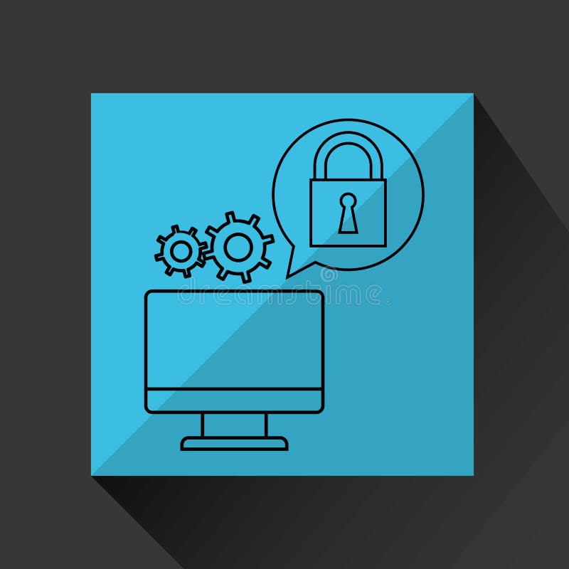 Computer Gear Secure System Stock Vector - Illustration of process ...
