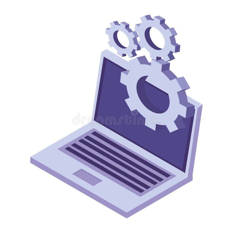 Computer with gears stock vector. Illustration of management - 138654956