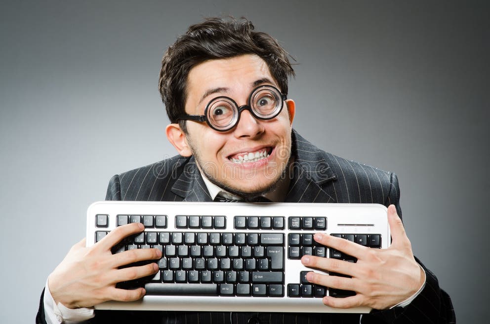Computer Geek with Computer Stock Image - Image of internet, male: 46995303