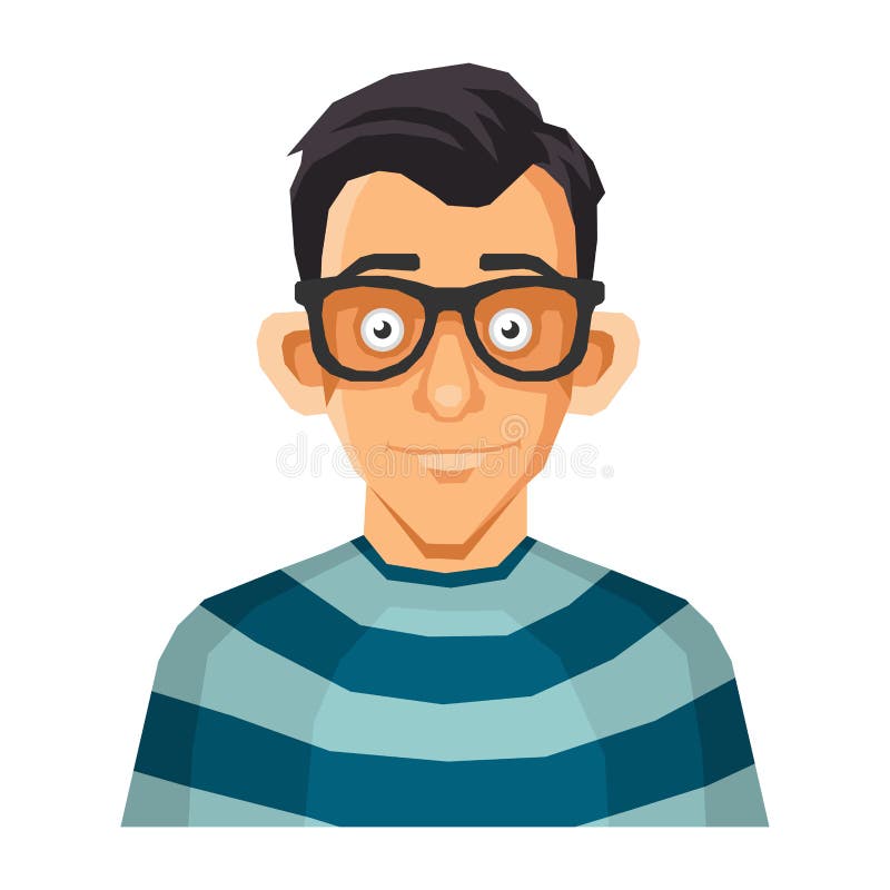 Computer Geek Face in Glasses. Vector Stock Vector - Illustration of ...
