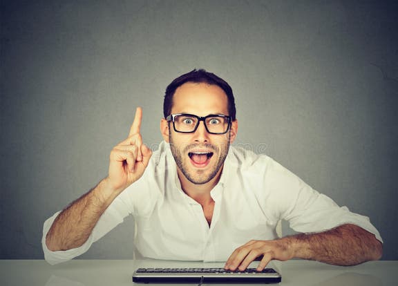 Computer Geek Man Knows the Answer Stock Image - Image of geek, looking ...