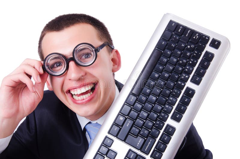 Computer geek nerd stock foto. Image of gooien, grappig - 32811756