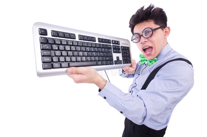 Computer geek nerd stock foto. Image of gooien, grappig - 32811756