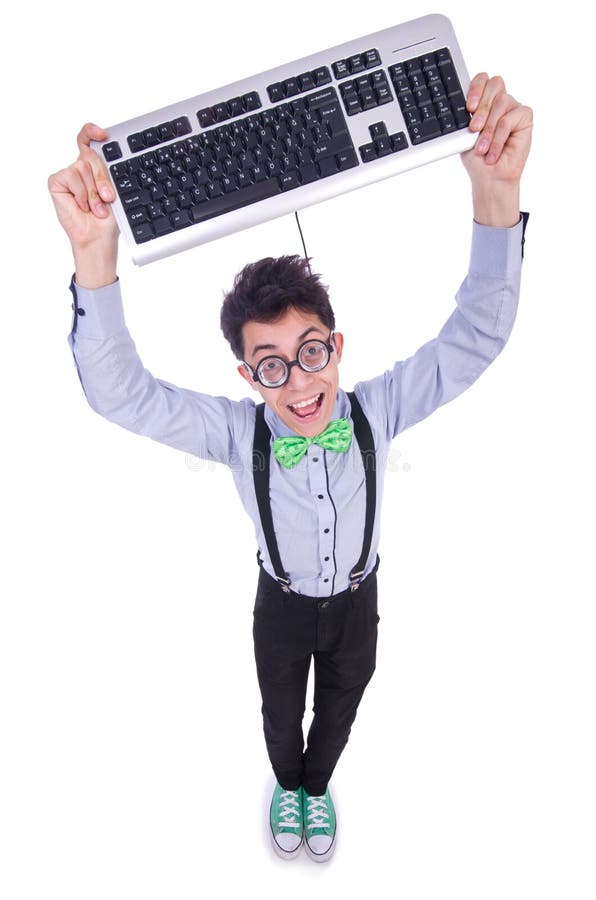 Computer geek nerd stock afbeelding. Image of grap, emotie - 32811279