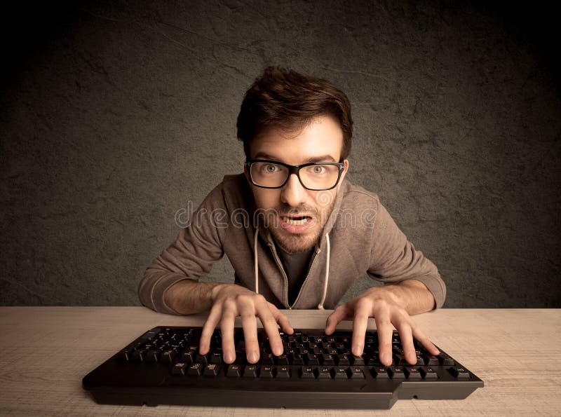 Funny Man Glasses Keyboard Front Computer Stock Photos - Free & Royalty ...