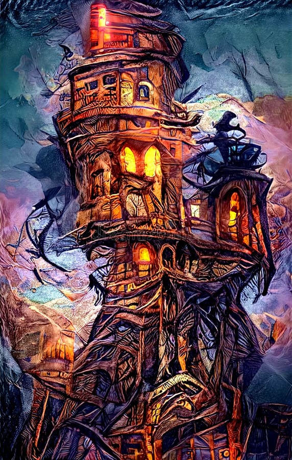 The Haunted Castle Colorful Illustration Stock Illustration ...